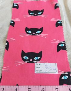 Cotton printed fabric with cats or kittens theme print