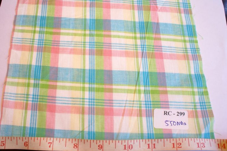 Madras fabric in Pastel green, pastel pink, light blue and white plaids