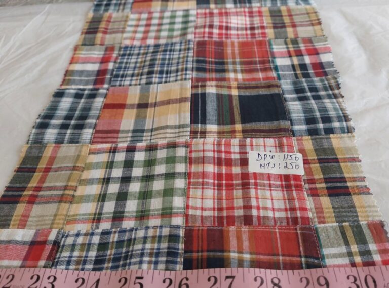 Patchwork Madras Fabric in preppy colors for Vintage Clothing