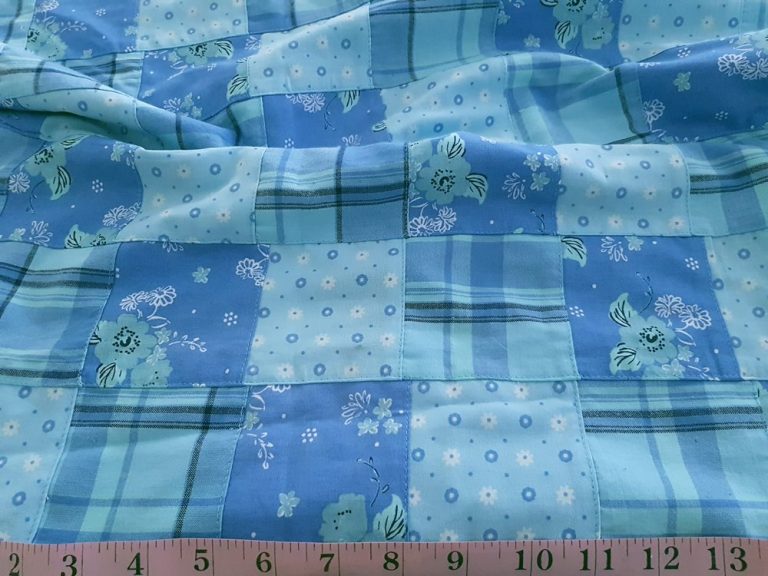 Patchwork Printed Fabric in preppy prints && plaid, sewn into patchworks