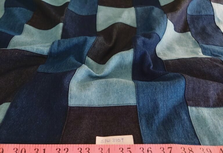 Denim patchwork fabric for vintage menswear & classic children's clothing