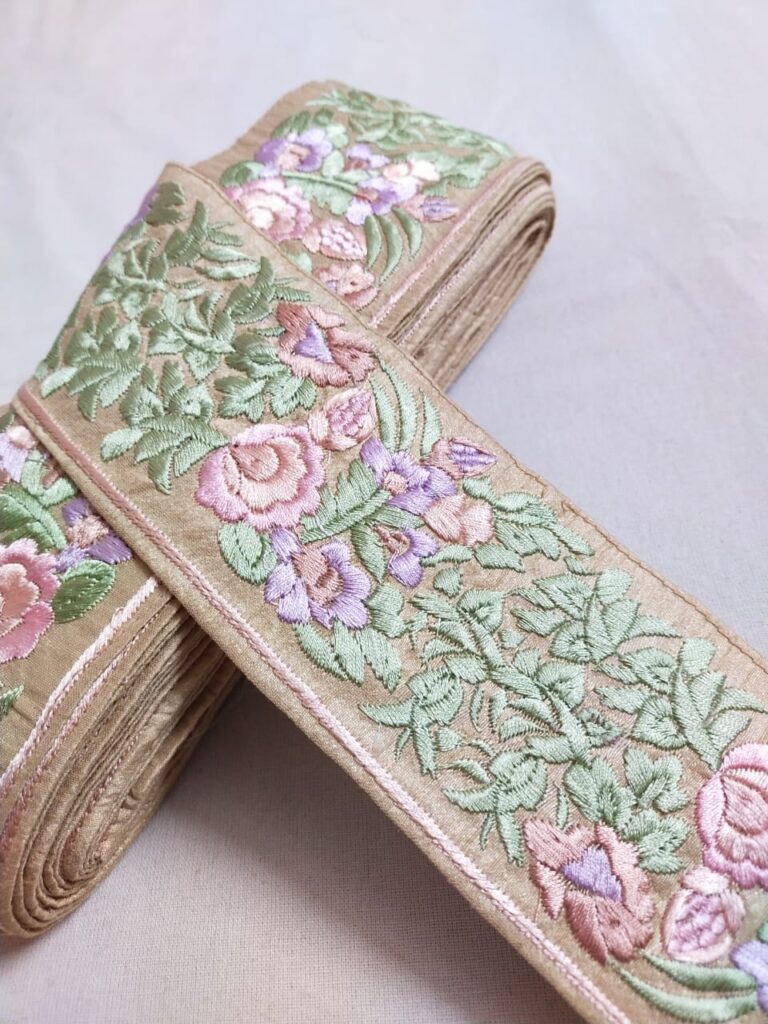 Embroidered Fabric Trims or borders for dresses, couture sewing