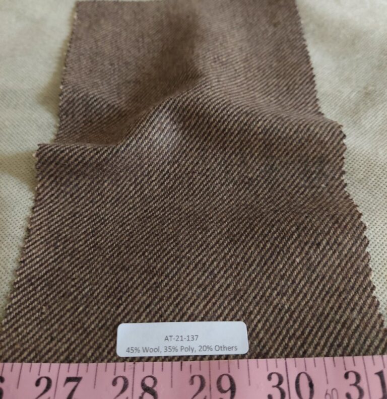 Wool twill fabric, made with a blend of wool and poiyester yarns