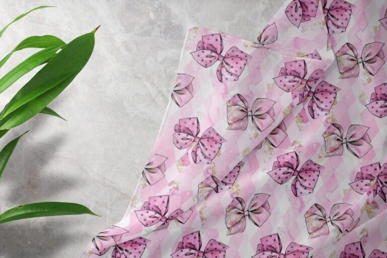 Bows print fabric - pink bows print for vintage dresses, dog bandanas