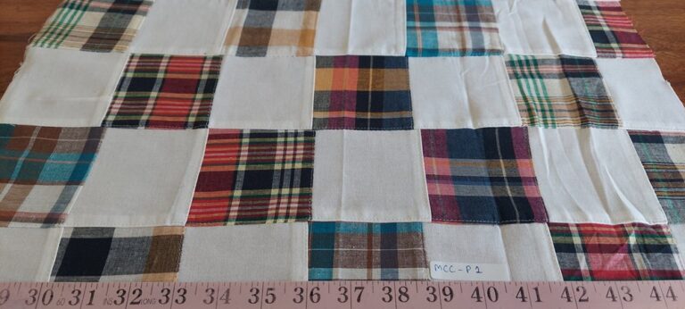 Patchwork Madras or patchwork plaid fabric for preppy menswear