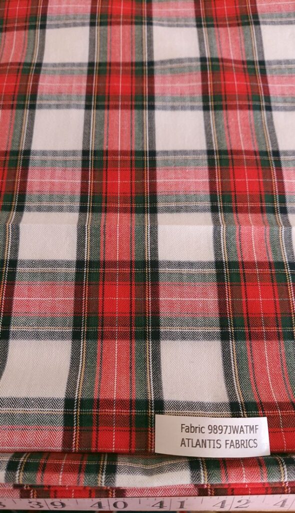 Tartan Plaid Herringbone Twill fabric for vintage & retro sewing